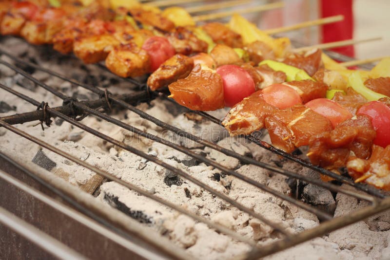 Bar-B-Q or BBQ Grill of Meat at the Market Stock Photo - Image of ...