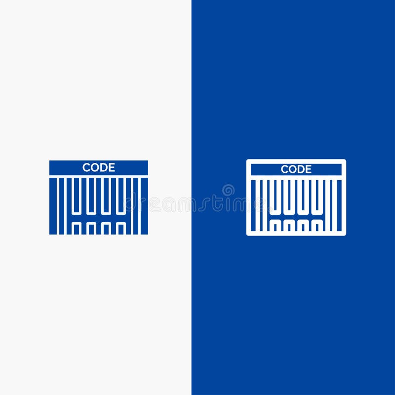 Bar, Barcode, Code, Shopping Line and Glyph Solid Icon Blue Banner ...