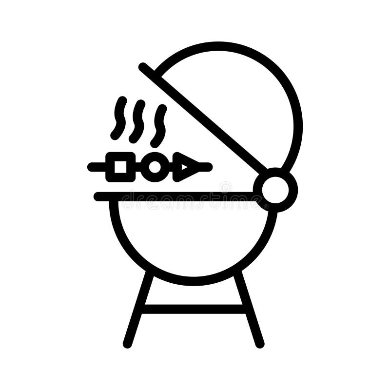 Bar Be Cue Thin Line Vector Icon Stock Vector - Illustration of ...
