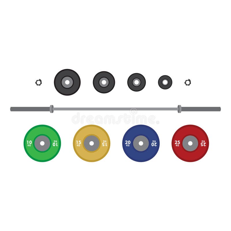 Bar bell with plates stock vector. Illustration of steel - 74419774