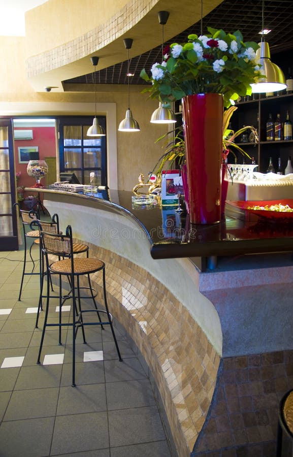 Bar in cafe stock image. Image of contemporary, bottle - 13398995