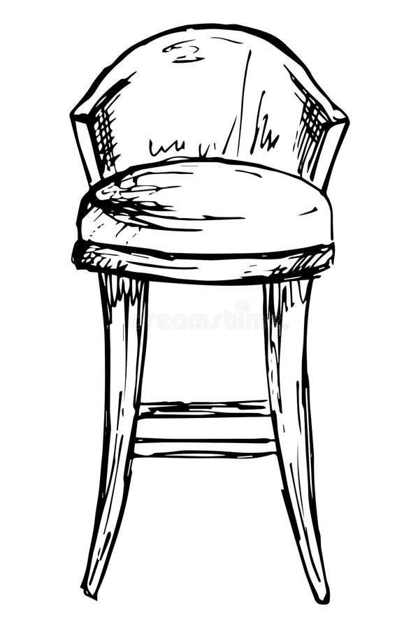 Bar Chair Isolate on White Background. Vector Illustration in a Sketch ...