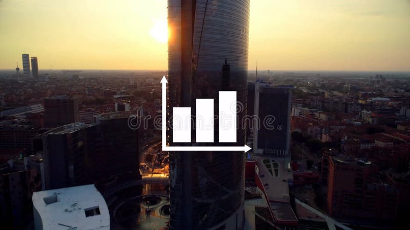 Bar Chart Animation Over Cityscape with Tall Buildings at Sunset Stock ...
