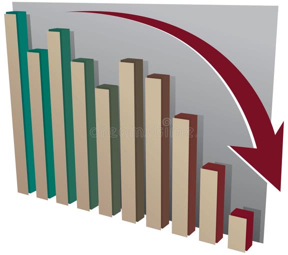 Bar Chart with Arrow Going Down Stock Vector - Illustration of chart ...