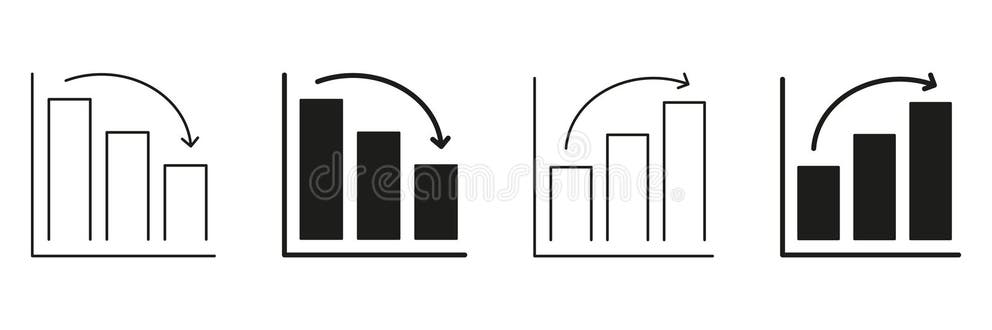 Bar Chart with Arrows Line and Solid Icon Set. Data Analysis, Trend ...