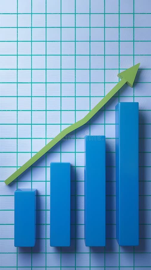 Bar Chart with Blue Bars, Green Line, White Grid Symbolizes Progress ...