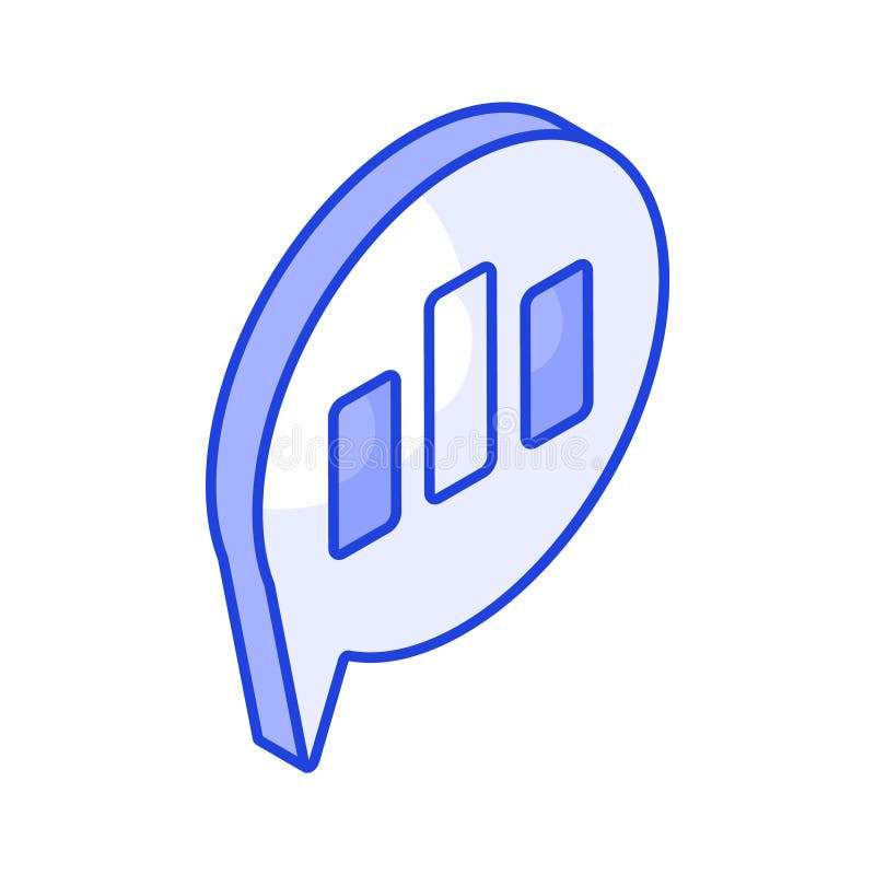 Bar Chart on Chat Bubble Showing Concept Isometric Icon of Analytical ...