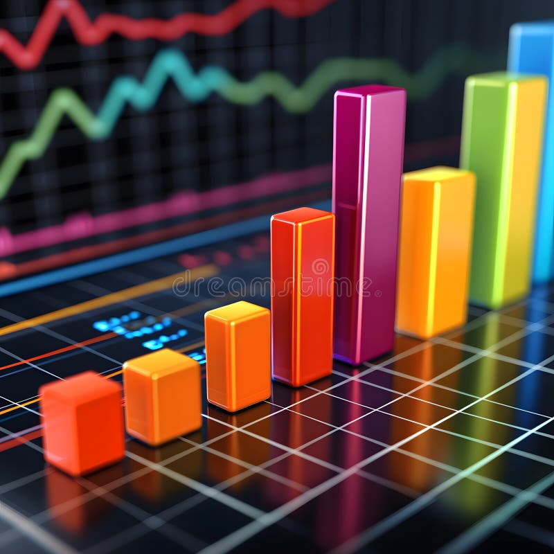 Bar Chart with Colorful Bars Rising from a Digital Graph Stock ...