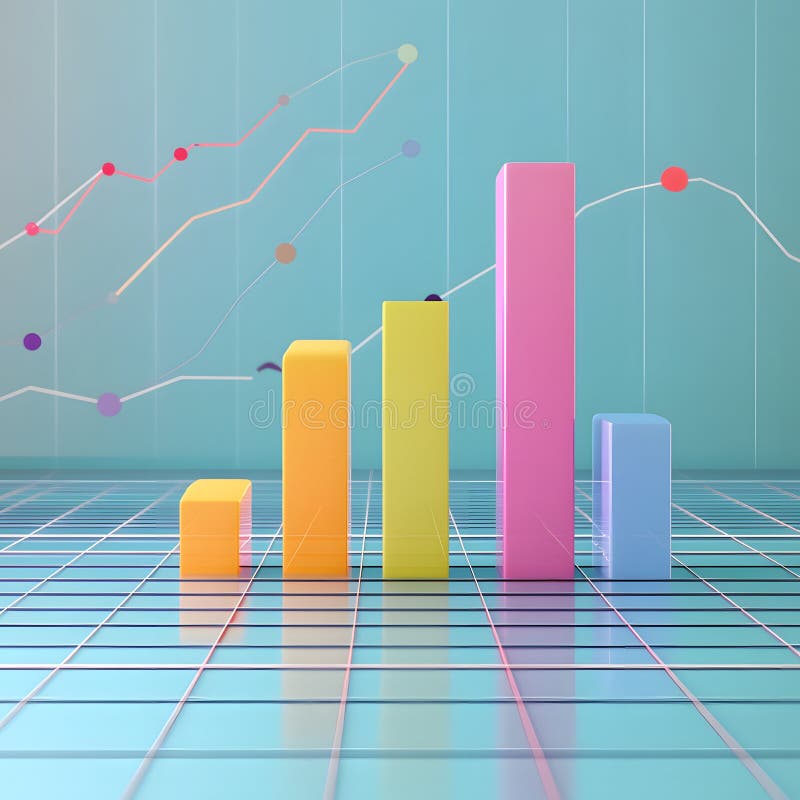 Bar Chart with Colorful Bars Rising from a Digital Graph Stock ...