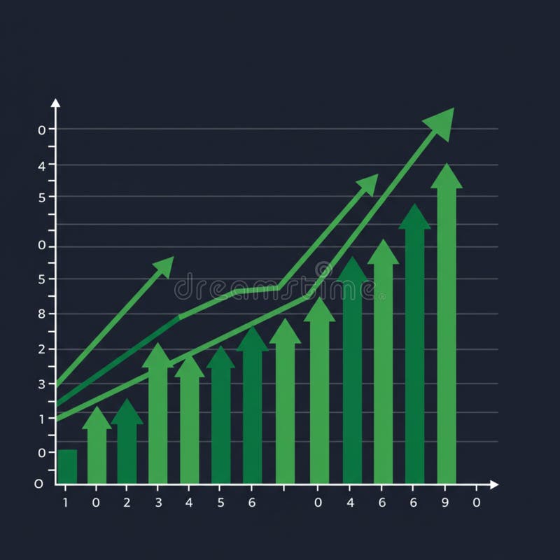 Bar Chart on a Dark Background Featuring Multiple Green Vertical Bars ...