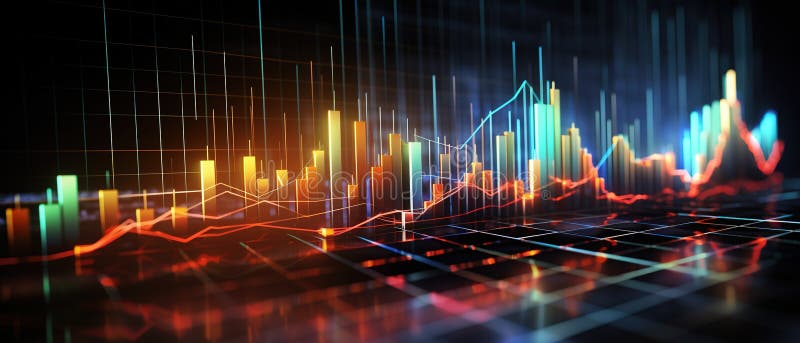 Bar Chart on a Dark Background for Financial Data Analysis Stock ...