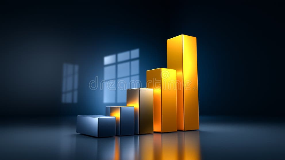 Bar Chart Displaying Ascending Data Points in Sleek Modern Design. Background Features Soft ...