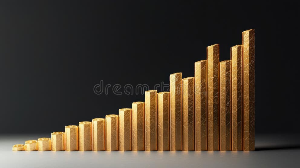 Bar Chart Displaying Gold Bars Representing Data Values in a Financial ...