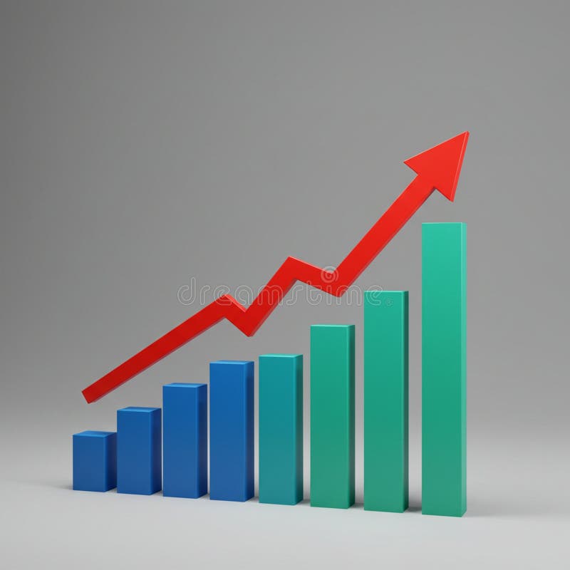 Bar Chart Features Ascending Blocks in Blue and Green with a Red Arrow ...