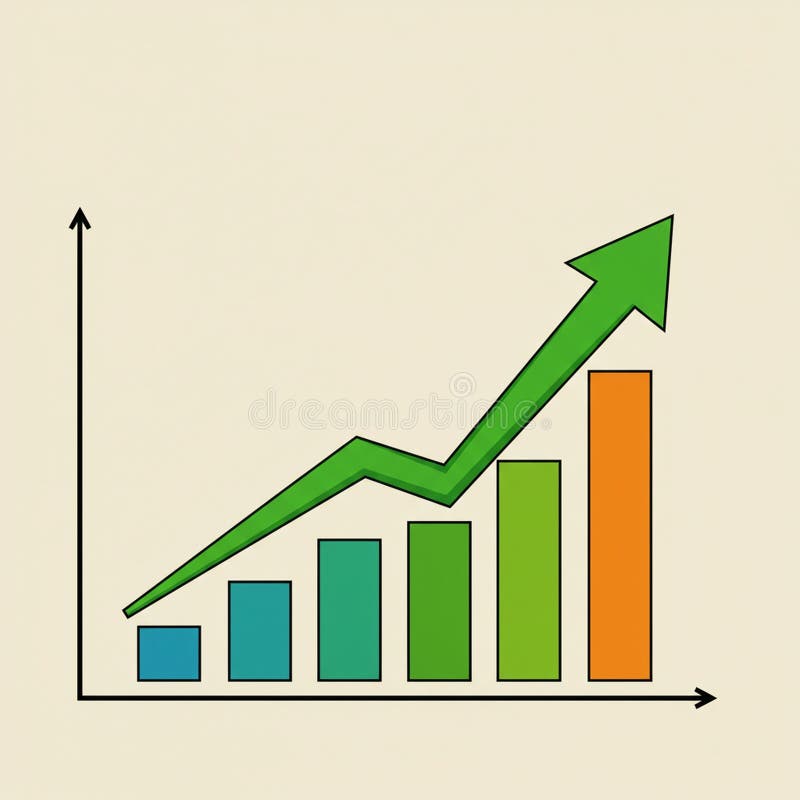 Bar Chart Featuring Five Colored Bars in Blue, Teal, Green, and Orange ...