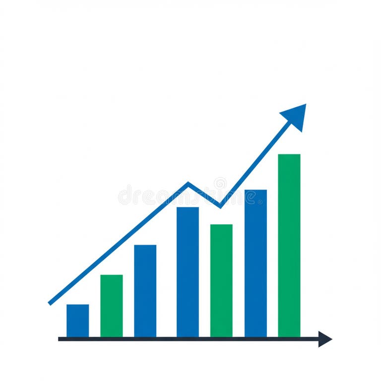 Bar Chart with Five Vertical Bars, Alternating in Blue and Green. Bars ...