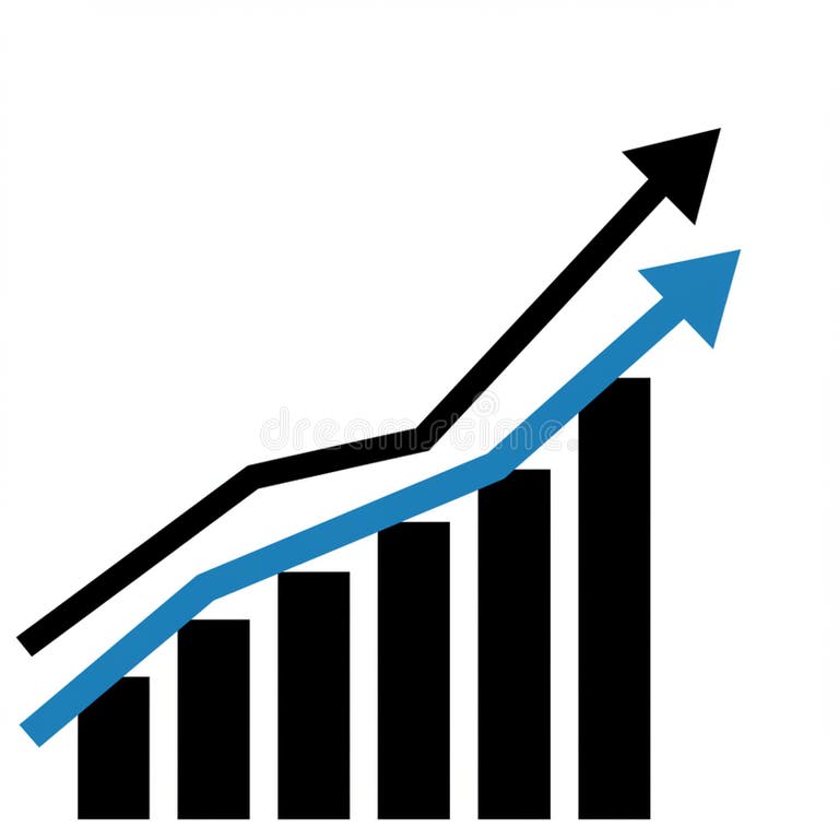 Bar Chart with Five Vertical Black Bars of Increasing Height from Left ...