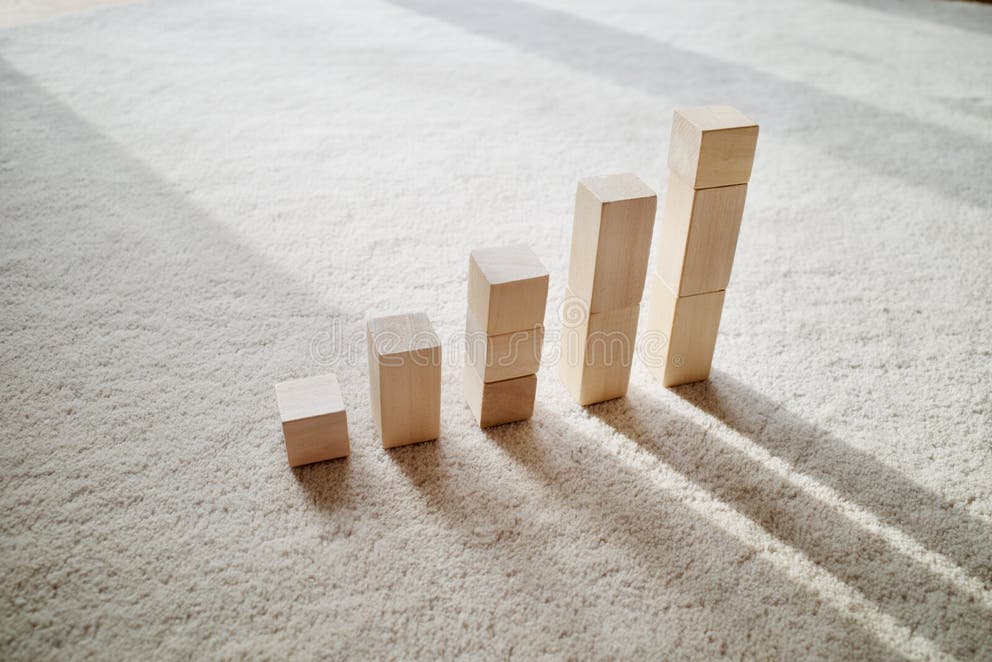 Bar Graph Made by Wooden Bricks and Their Shadows Stock Image - Image ...