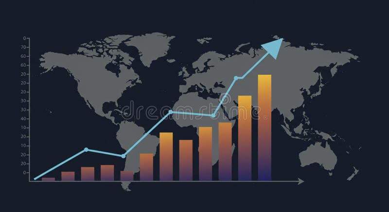 Bar Chart with a Gradient of Orange To Purple Bars on a World Map ...