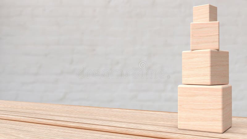 The Wood Cube on Wood Table for Business Concept 3d Rendering Stock ...