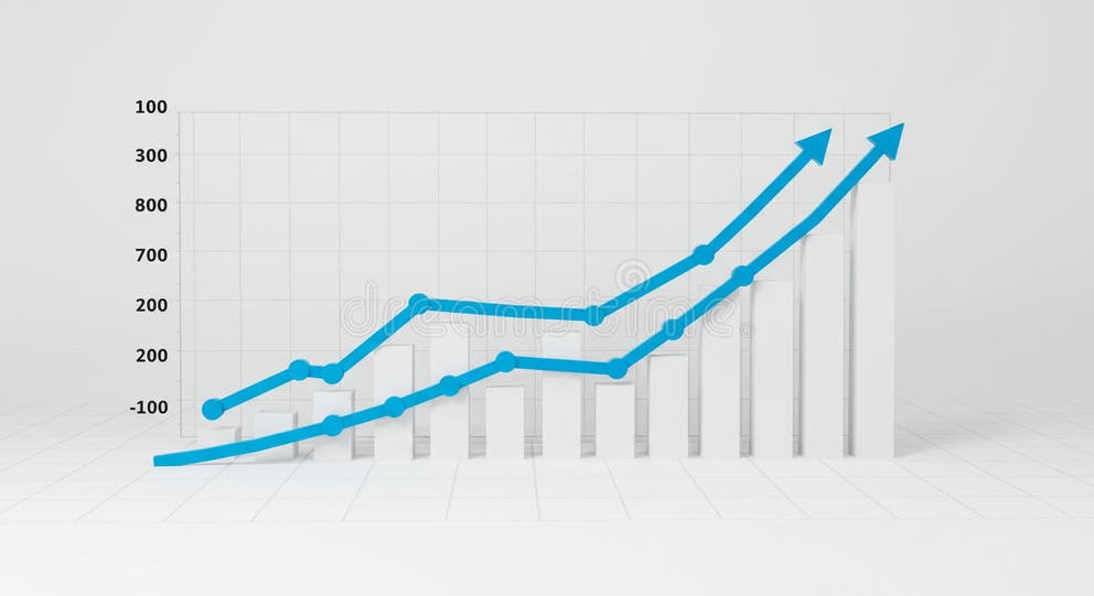 Bar Chart with a Grid Background Displaying Increasing White 3D Bars. a ...