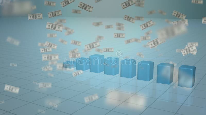 Bar Chart Growing with Animated Banknotes Flying Away Stock Footage ...