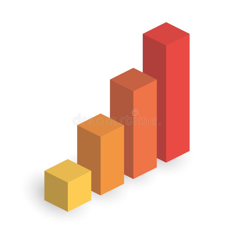 Bar Chart of 5 Growing Columns. 3D Isometric Colorful Vector Graph ...