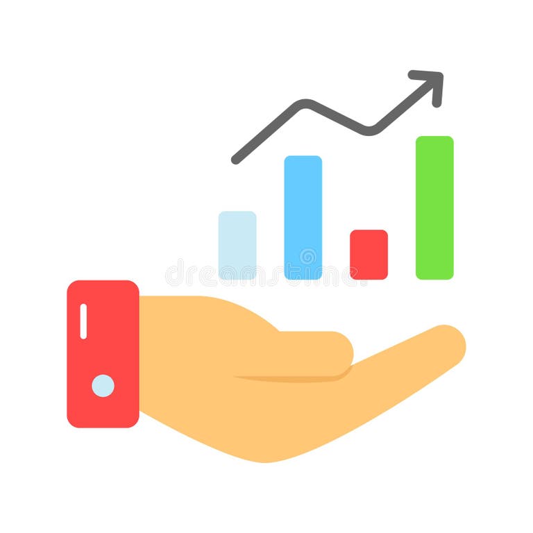Bar Chart on Hand with Upward Arrow, an Icon of Data Analysis in Modern ...
