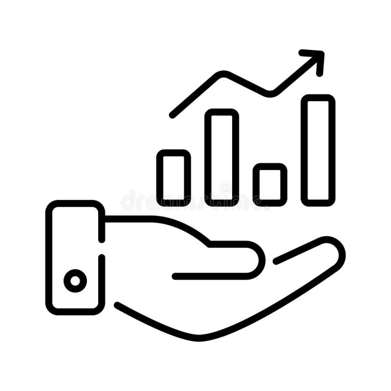 Bar Chart on Hand with Upward Arrow, an Icon of Data Analysis in Modern ...