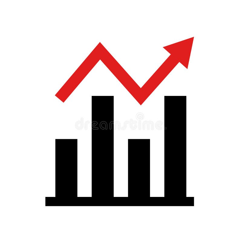 Bar Chart Icon with Ascending Red Arrow. Vectors. Stock Vector ... Bar Chart Icon with Ascending Red Arrow. Vectors. Stock Vector ...