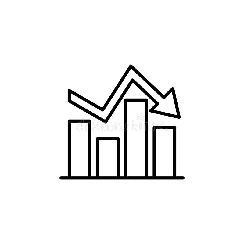 A Bar Chart Icon with a Downward Trend, Representing Financial Loss or Decrease, Often Used in ...