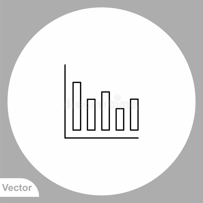 Bar Chart Vector Icon Sign Symbol Stock Vector - Illustration of circle ...