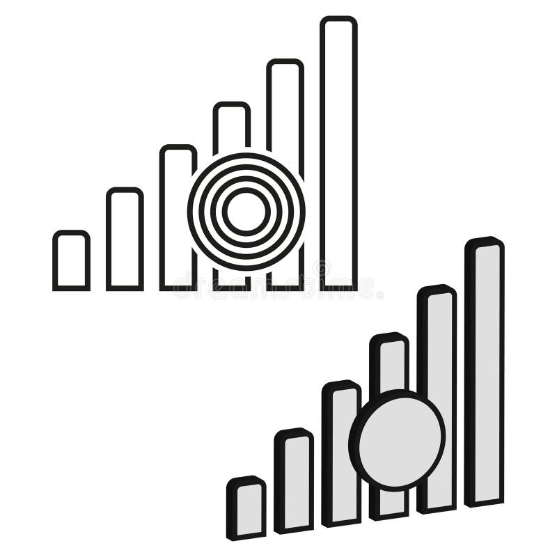 Bar Chart Icons. Two Different Styles. Circular Target Design. Vector ...