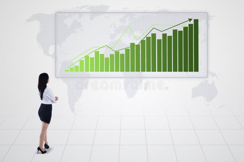 Bar Chart with Increasing Trend and Businesswoman - Stock Illustration ...