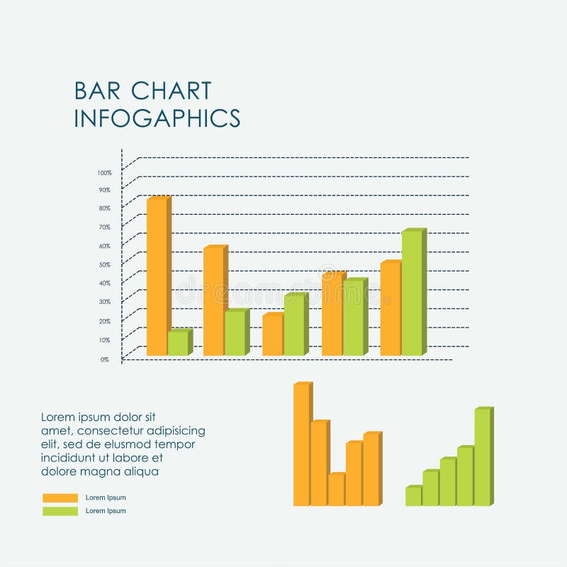 Bar Chart Infographics Elements, Fluctuation, Vector Flat Design, Full ...