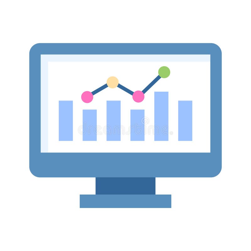 Bar Chart Inside Monitor Screen Showing Flat Concept Icon of Online ...