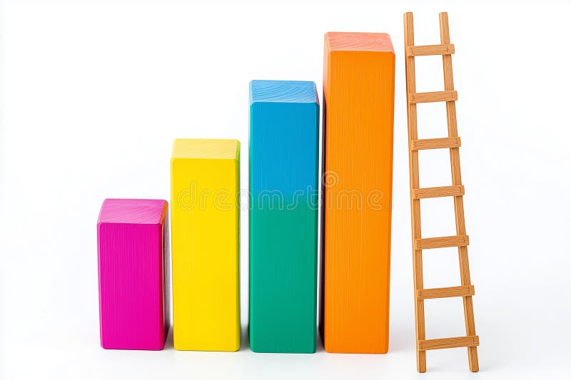 Bar Chart with Ladders Symbolizing Progress and Effort in Business ...