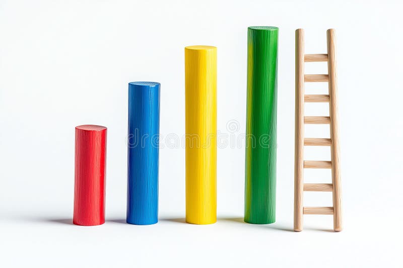 Bar Chart with Ladders Symbolizing Progress and Effort in Business ...