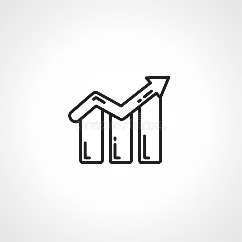 Bar Chart Line Icon. Growing Graph Icon Stock Illustration ...