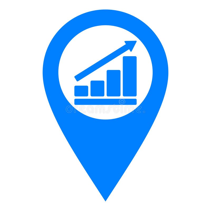 Bar chart and location pin stock vector. Illustration of graph - 172209956