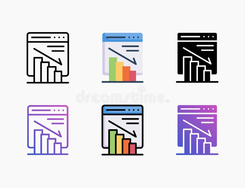Bar Chart Loss Icon Set with Different Styles. Stock Vector ...
