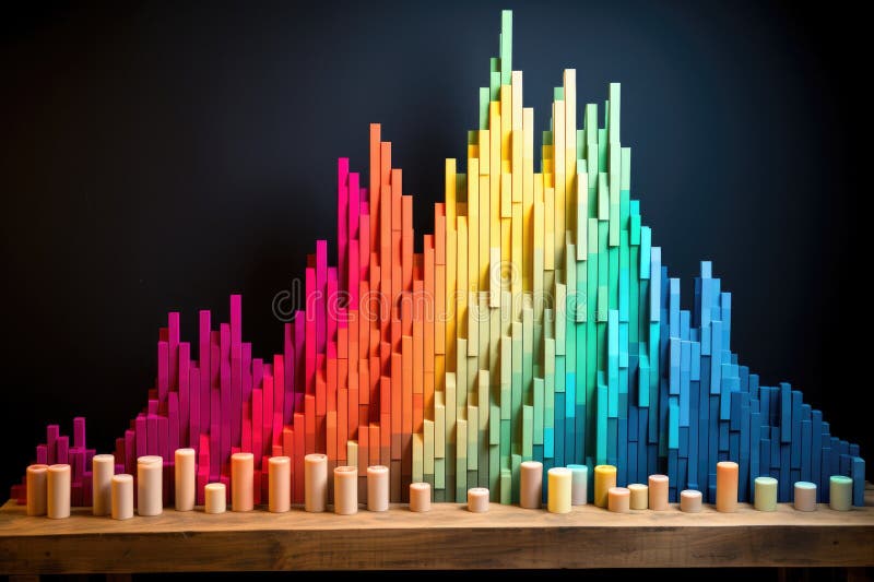 A Bar Chart Made Out of Stacked Colorful Blocks on a Desk Stock Photo ...