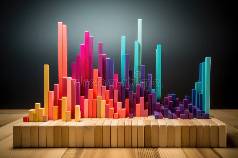 A Bar Chart Made Out of Stacked Colorful Blocks on a Desk Stock Image ...