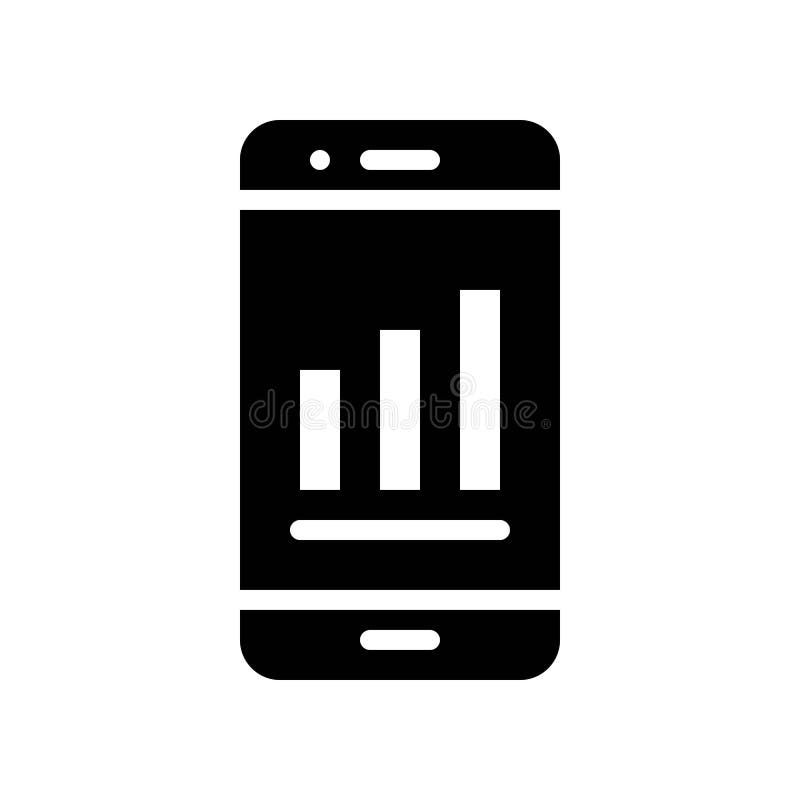 Bar Chart on Mobile Phone Vector, Digital Marketing Solid Style Icon ...