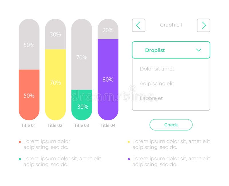 Bar Chart with Percentage UI Element Template Stock Vector - Illustration of vertical, element ...