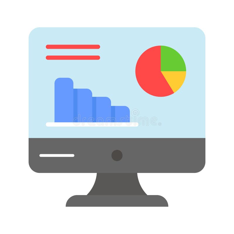 Bar Chart and Pie Chart on Monitor Display Denoting Vector of Data ...