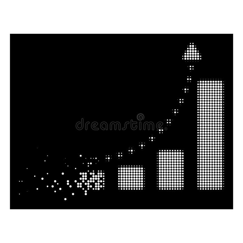 White Dust Pixelated Halftone Bar Chart Positive Trend Icon Stock ...
