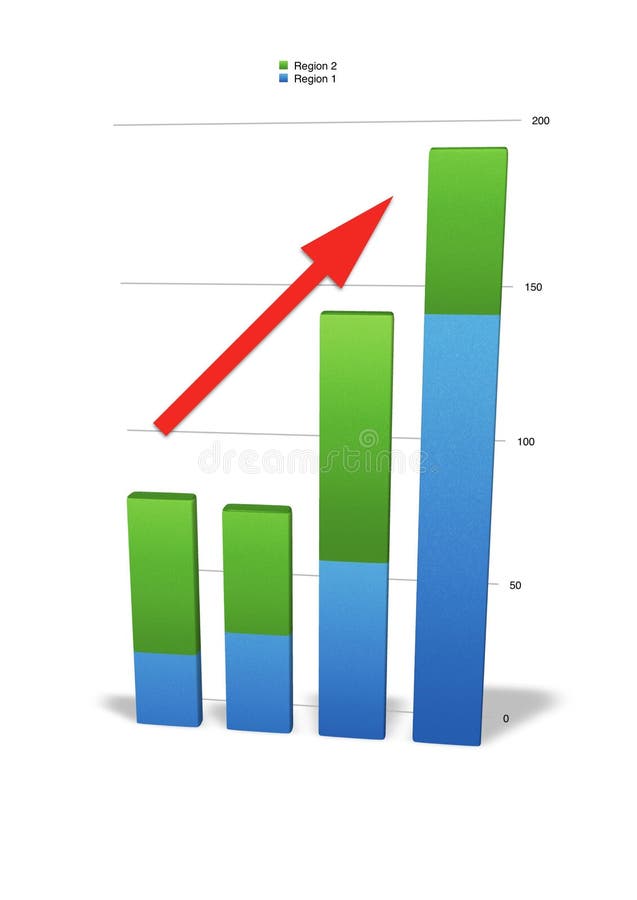 Bar Chart with Red Arrow Sales Stock Illustration - Illustration of ...