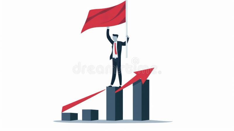 Bar Chart with Red Flag stock photo. Image of alert - 373345458