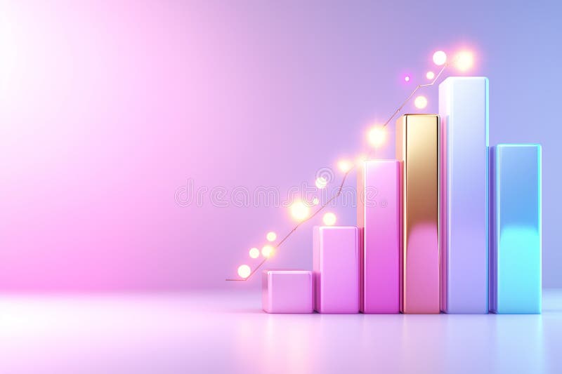 Bar Chart Rises Steadily with Soft Gradient Colors, Symbolizing ...